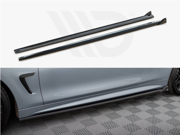 BMW 4 Series F32 F33 F36 Side Skirts Gloss Black Maxton Style – Carbon ...
