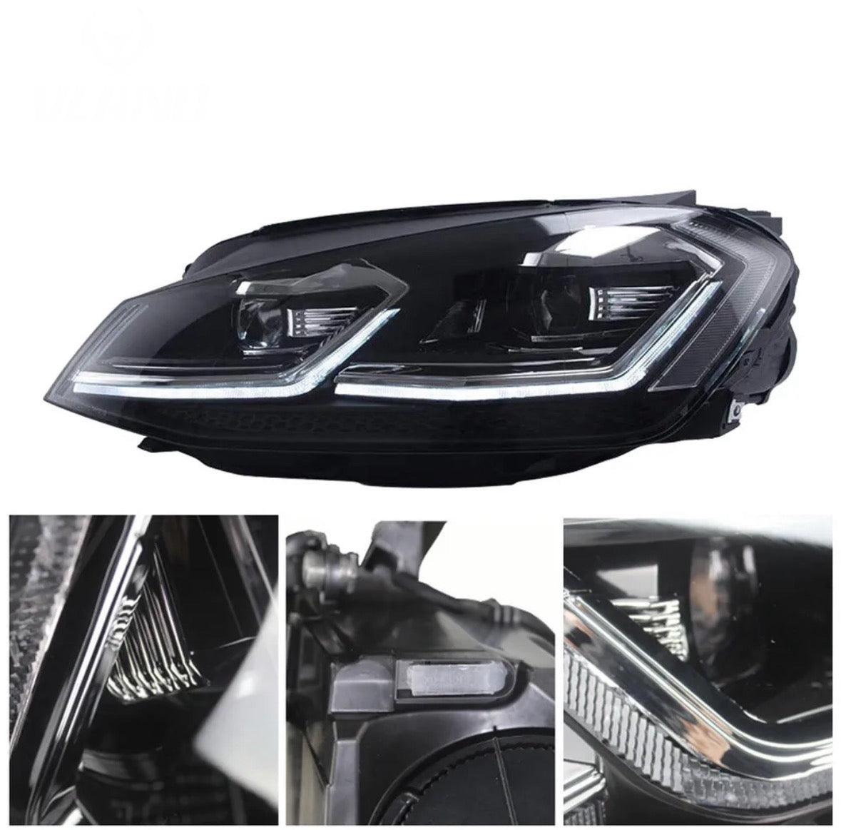 VW Golf MK7 LED Sequential Head Lights Lights MK7.5 Style – Carbon Accents
