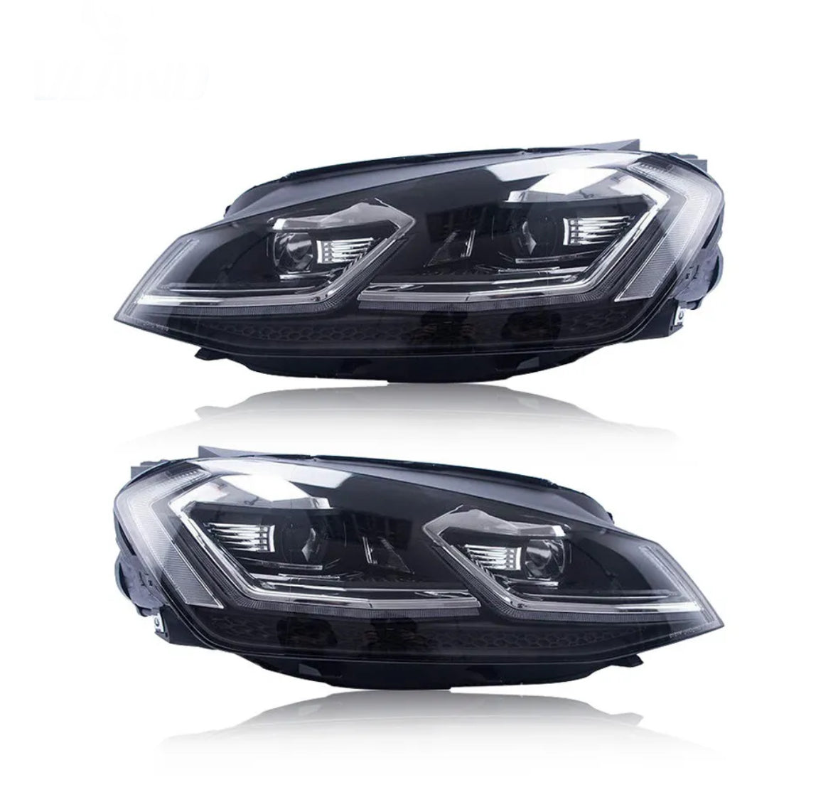 VW Golf MK7 LED Sequential Head Lights Lights MK7.5 Style – Carbon Accents