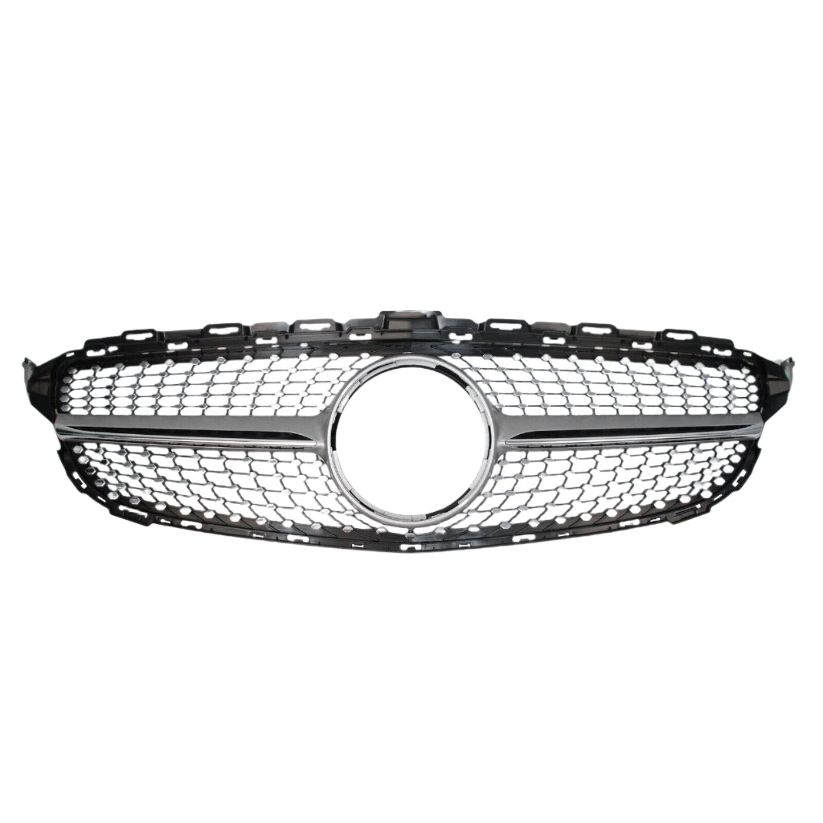 Mercedes C Class W205 Grill Silver Diamond Style – Carbon Accents