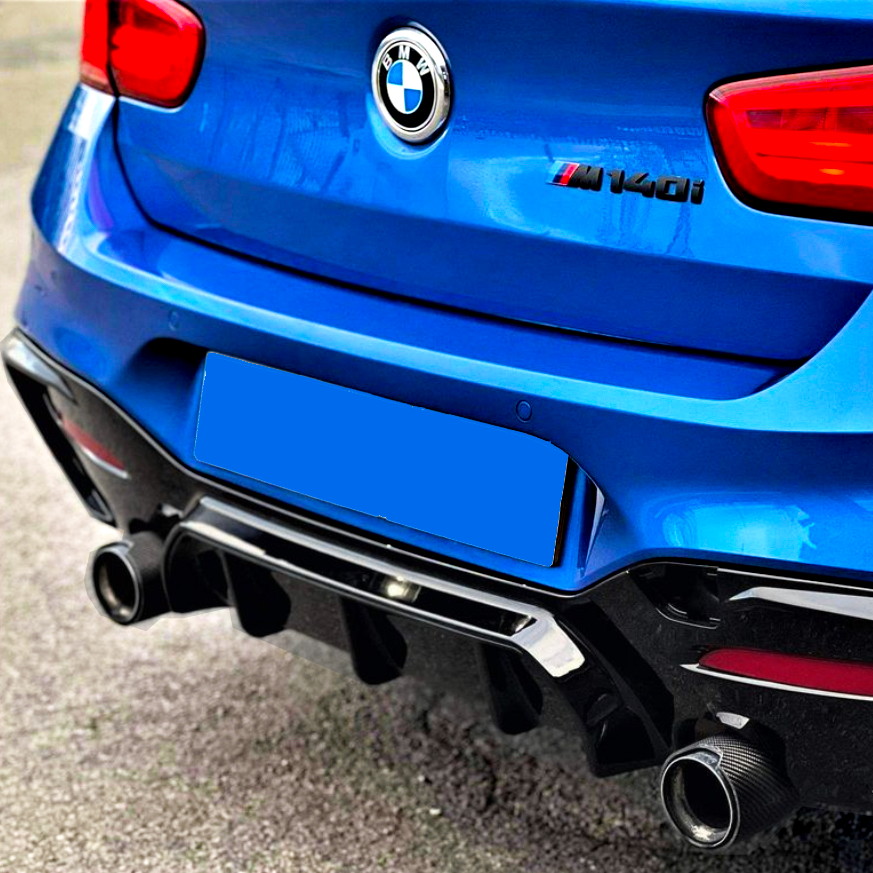 BMW 1 Series F20 F21 Diffuser Gloss Black Dual Exhaust – Carbon Accents